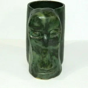 Jose Arocha | Accents | Portuguese Studio Pottery Dark Green Face Vase ...